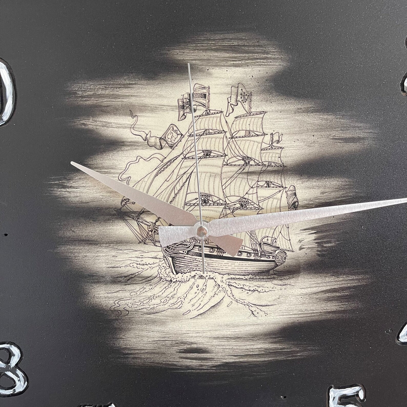 Ship Sailboat Large Wood Wall Clock, Unique Rustic Wooden Home Clock ...