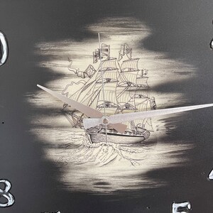 Ship Sailboat Large Wood Wall Clock, Unique Rustic Wooden Home Clock ...