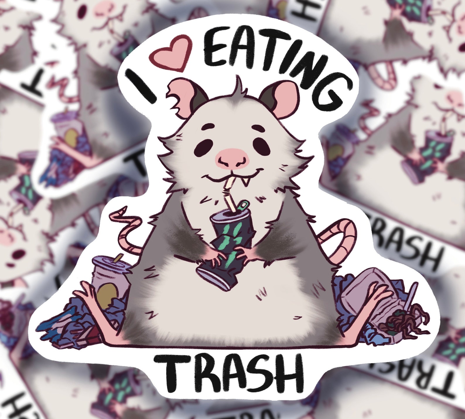 I Love Eating Trash Possum Sticker - Etsy
