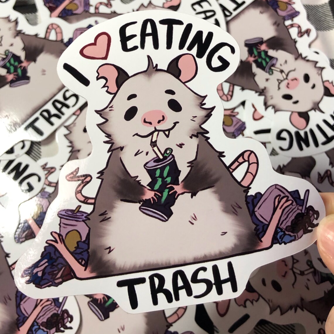 I Love Eating Trash Possum Sticker - Etsy