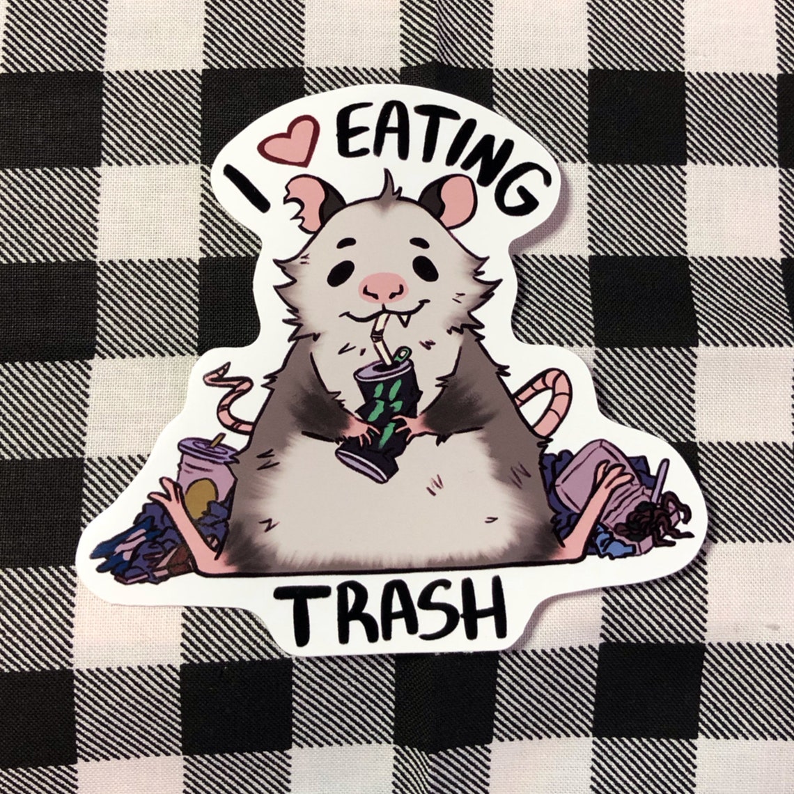 I Love Eating Trash Possum Sticker - Etsy