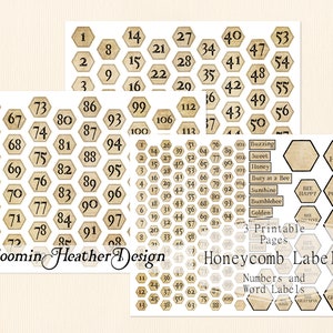 Honeycomb Numbers and Words DIGITAL Pages, Bee Crafting and Junk ...
