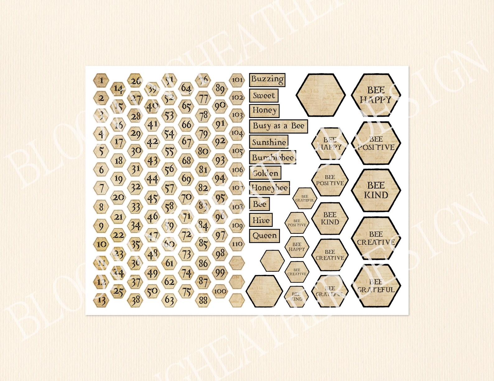 Honeycomb Numbers and Words DIGITAL Pages, Bee Crafting and Junk ...