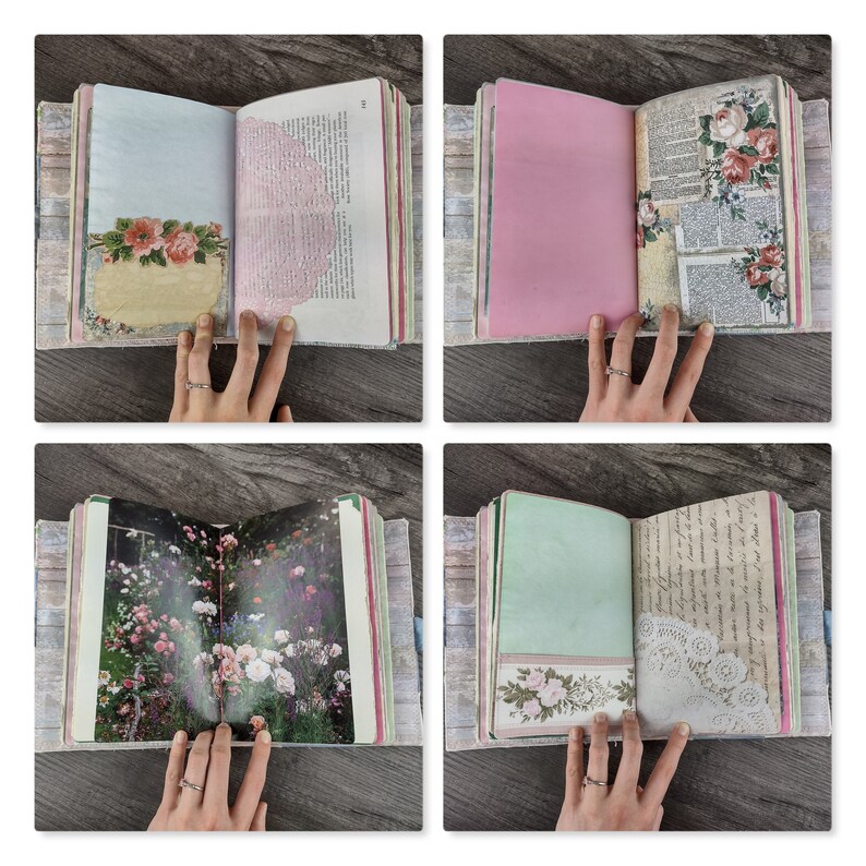 Handmade Rose Themed Junk Journal Lightly Embellished Writing - Etsy