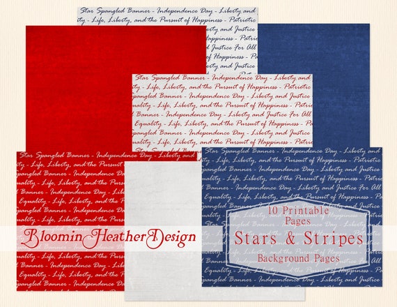 Stars & Stripes DIGITAL Background Pages Red White and Blue - Etsy
