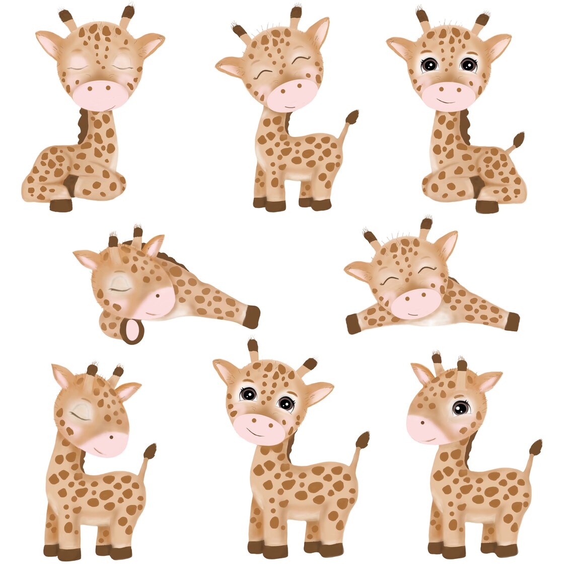 Watercolor Baby Boy Giraffe Clipart, Giraffe Clipart, Savannah Clip Art ...