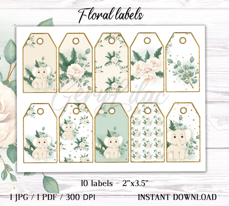 Elephant Label Template Printable Daycare Labels Hand - Etsy