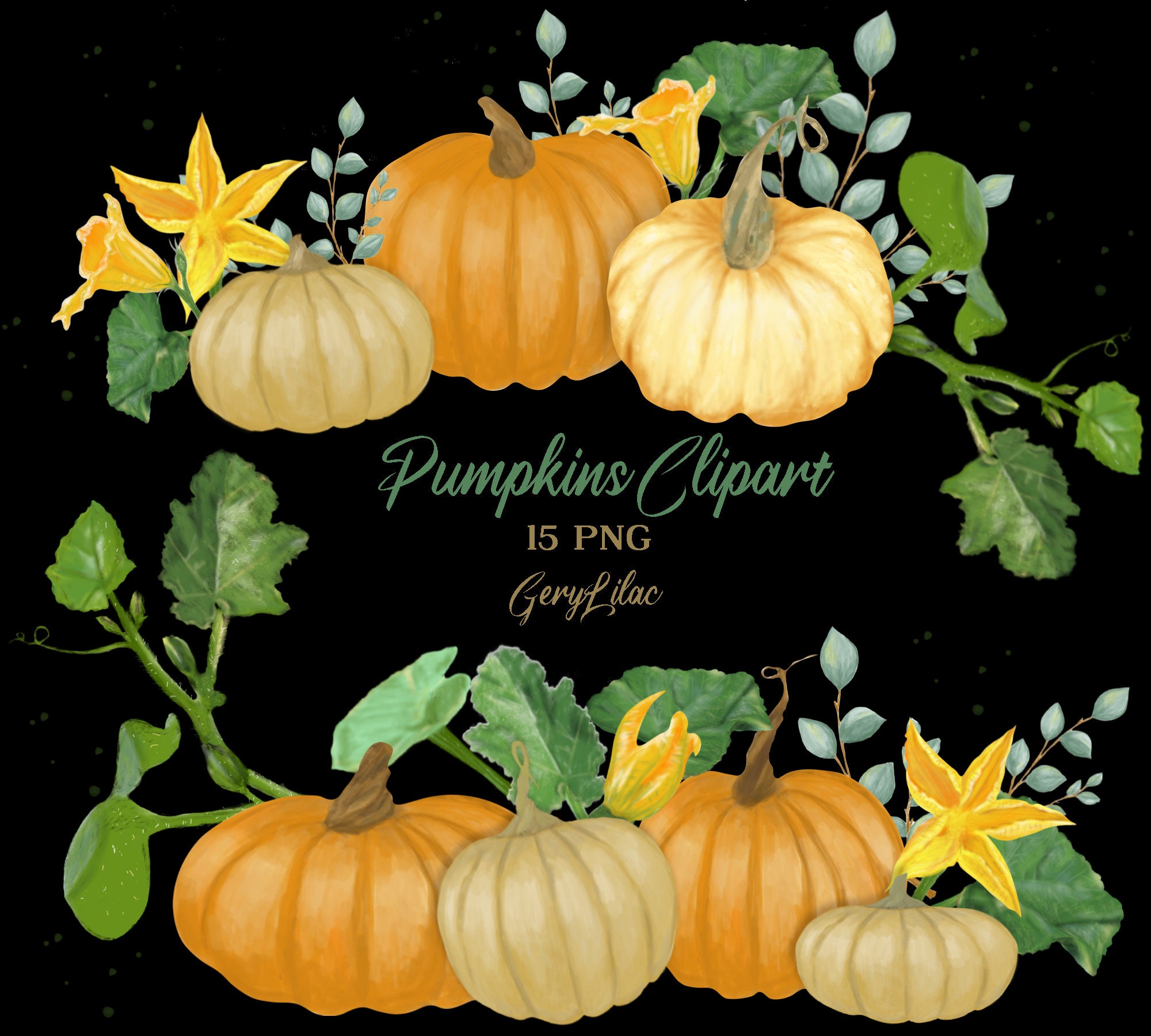 Watercolor Pumpkin Clipart Fall Clipart Thanksgiving Png - Etsy