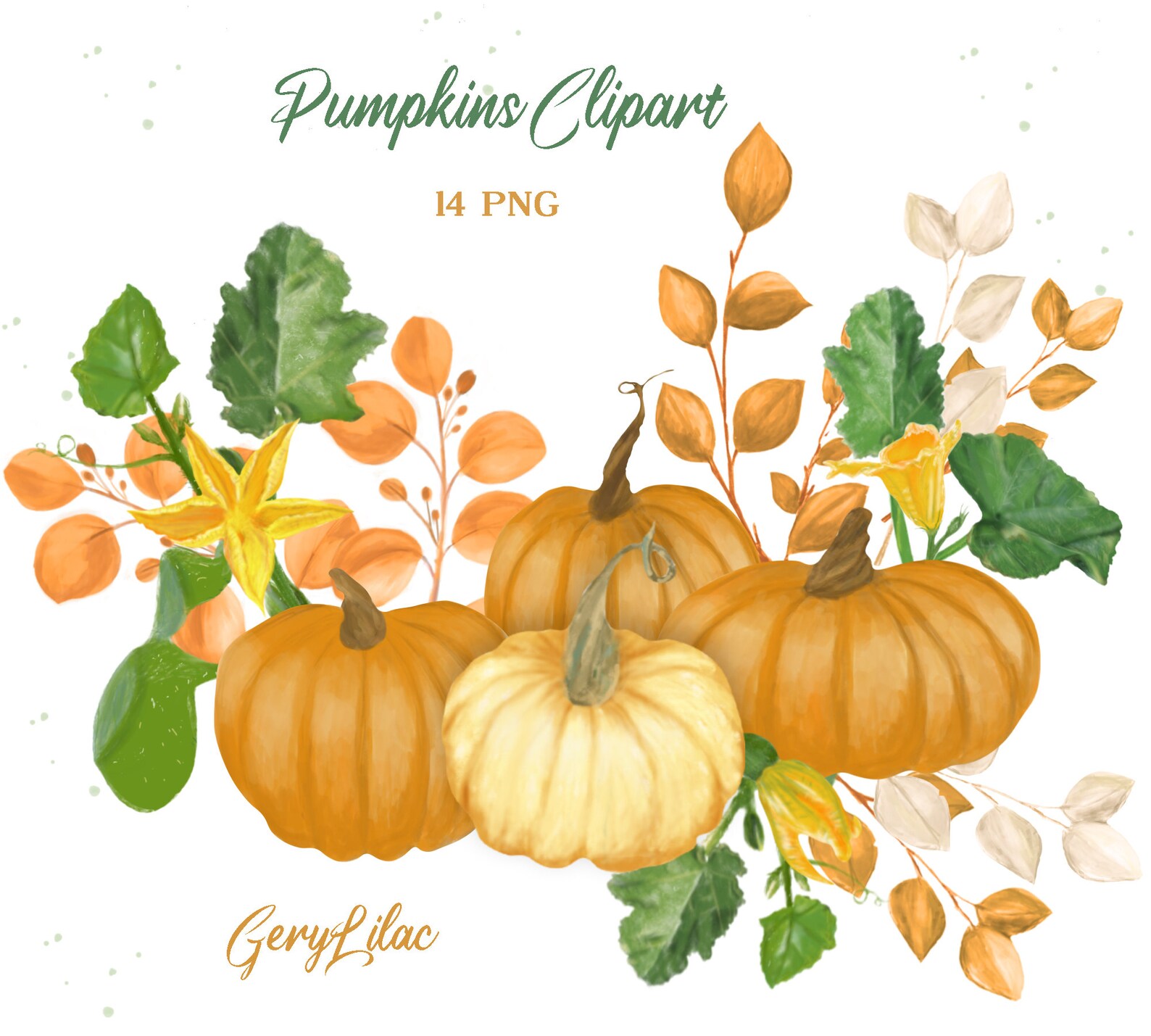 Orange Pumpkin Clipart Watercolor, Fall Clipart, Thanksgiving Png ...