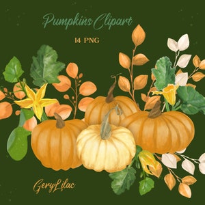 Orange Pumpkin Clipart Watercolor, Fall Clipart, Thanksgiving Png ...