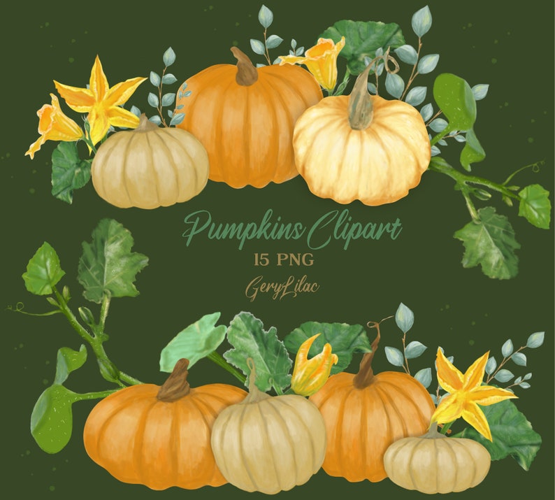 Watercolor Pumpkin Clipart Fall Clipart Thanksgiving Png - Etsy