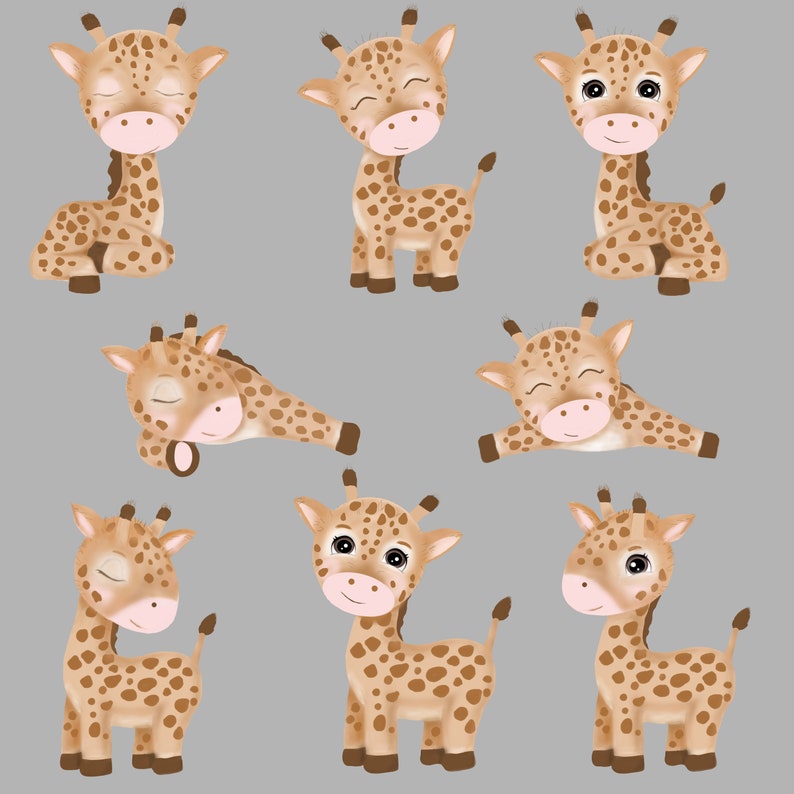 Watercolor Baby Boy Giraffe Clipart, Giraffe Clipart, Savannah Clip Art ...
