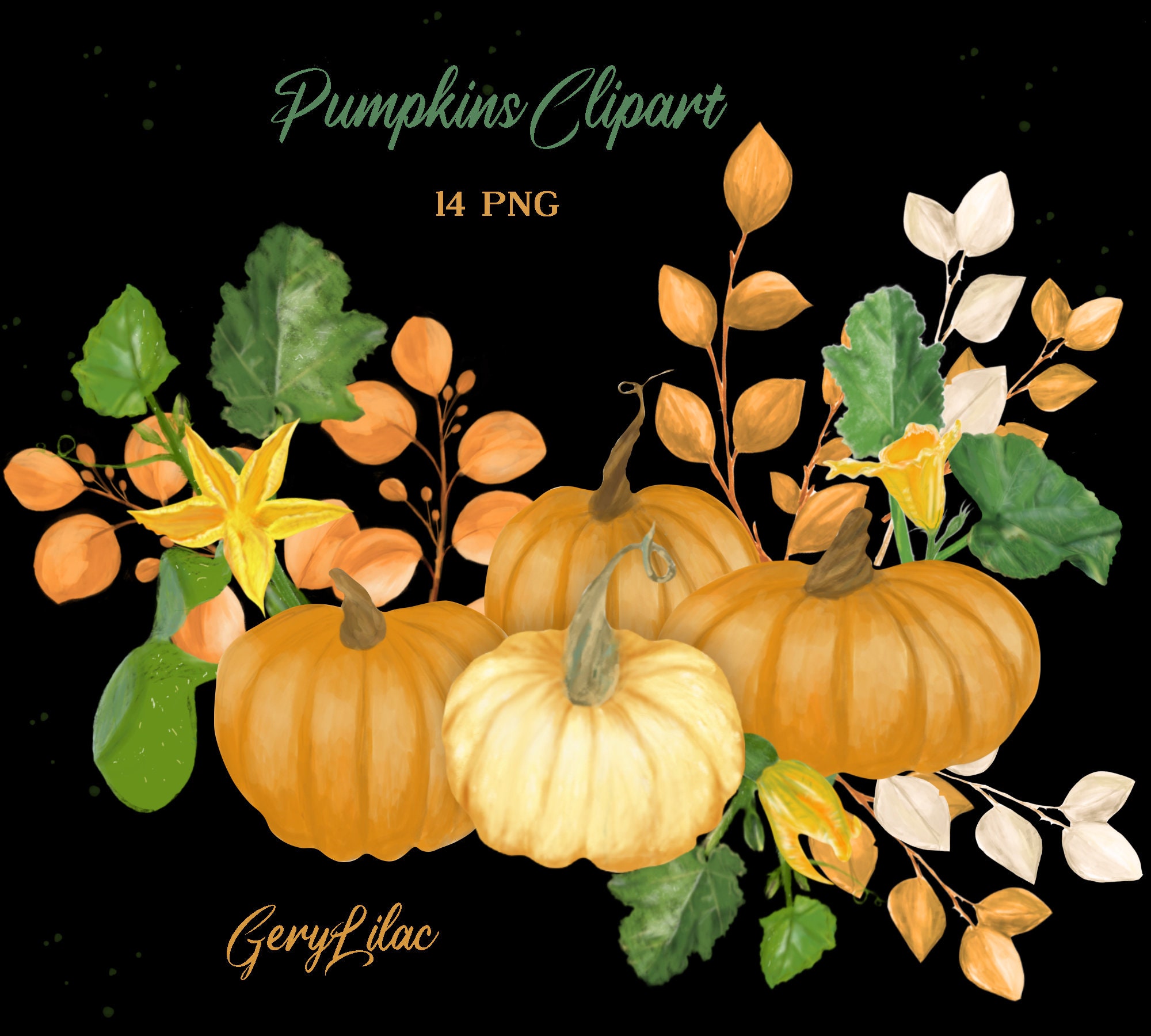 Orange Pumpkin Clipart Watercolor, Fall Clipart, Thanksgiving Png ...