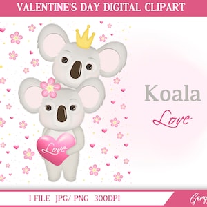 Koala Valentine's Day Clipart, Koala Love, Koala Clipart, Koala ...
