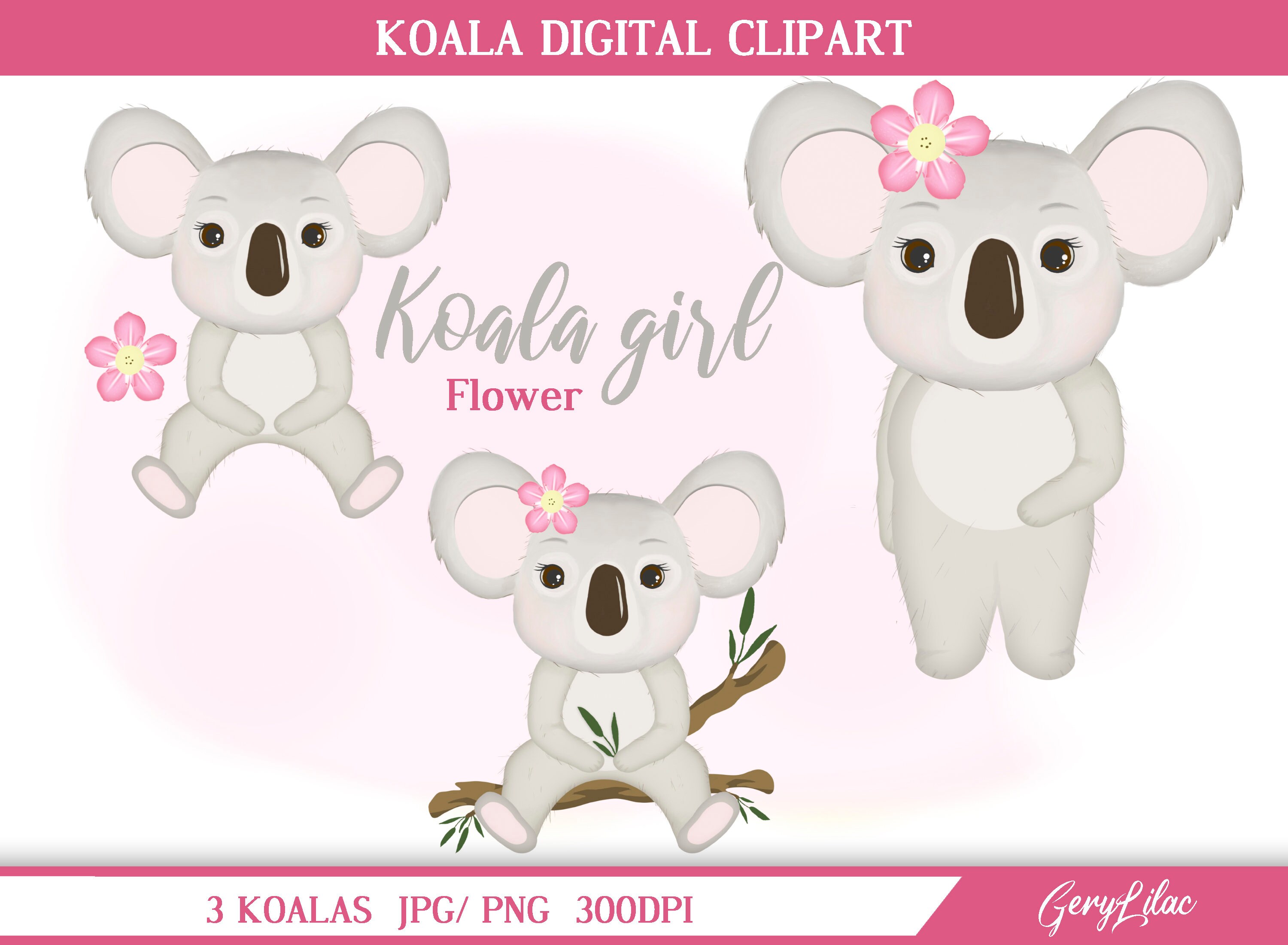 Cute Koala Clipart, Аustralian Clipart, Koala Girl, Koala Decoration ...
