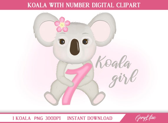 Number Clip Art Koala Clipart Koala Girl Koala Decoration | Etsy