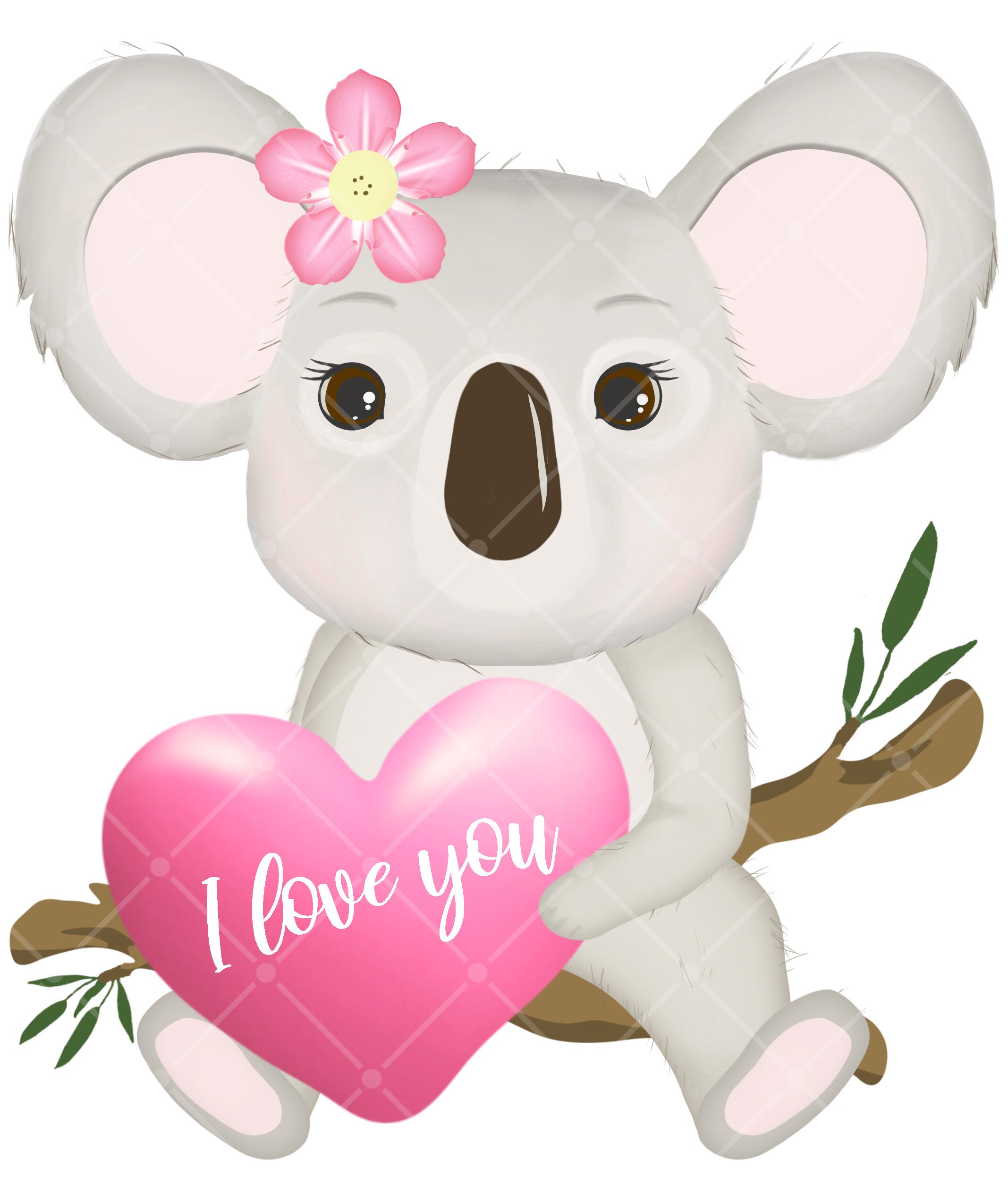 Valentines Day Koala, Koala Clipart, Koala Party Decoration, Instant ...