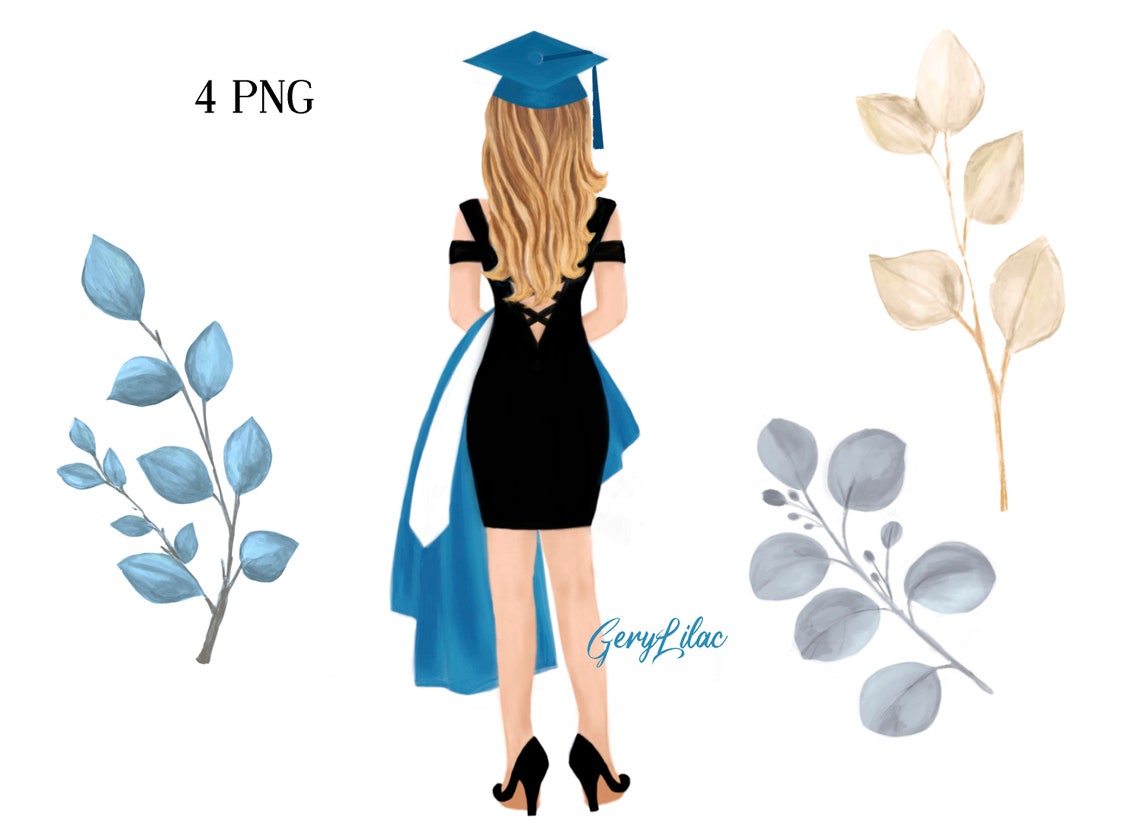 Watercolor Graduation Girl Clipart, Graduation PNG, Instant Download ...
