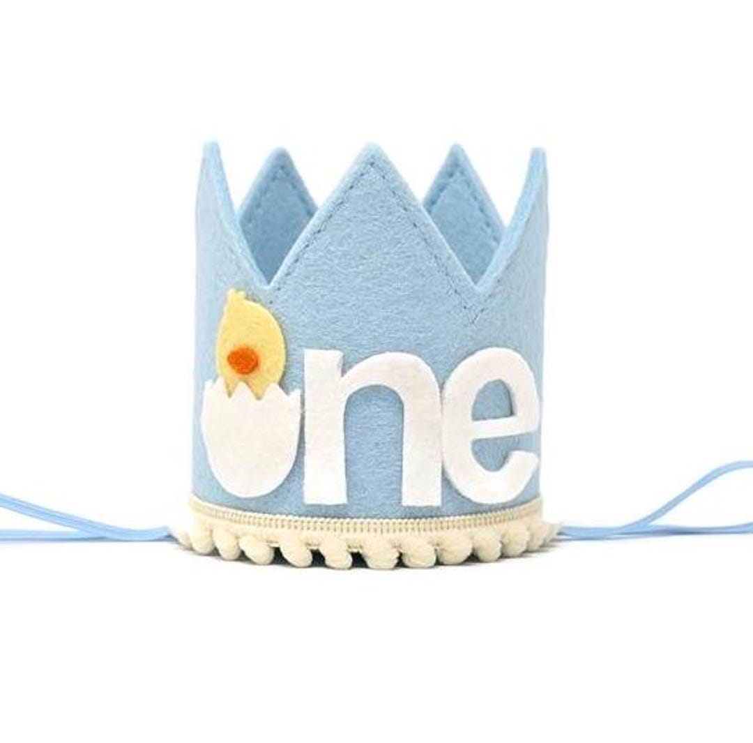 Baby's First Birthday Crown: Felt Chick, Blue & Cream - Etsy
