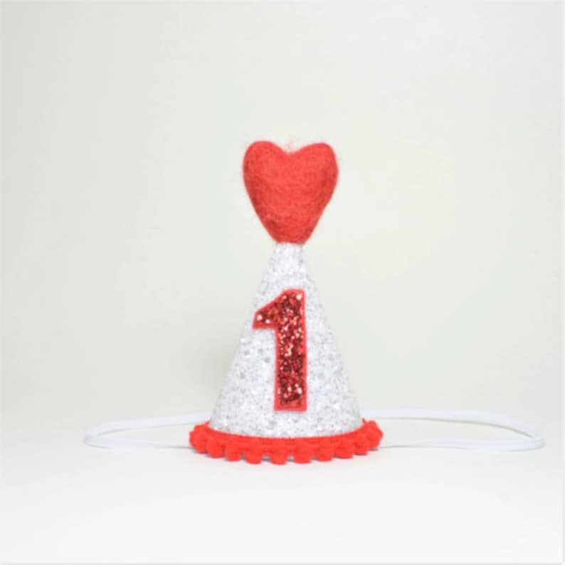 Girls First Birthday, Valentine's Birthday, Heart Birthday Hat ...