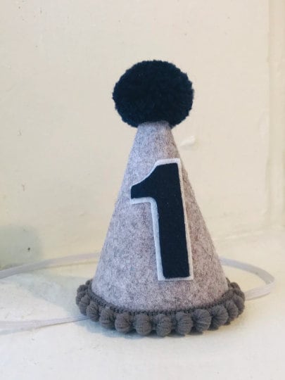 Gray and Blue Birthday Party Hat Birthday Boy Party Hat Boys - Etsy