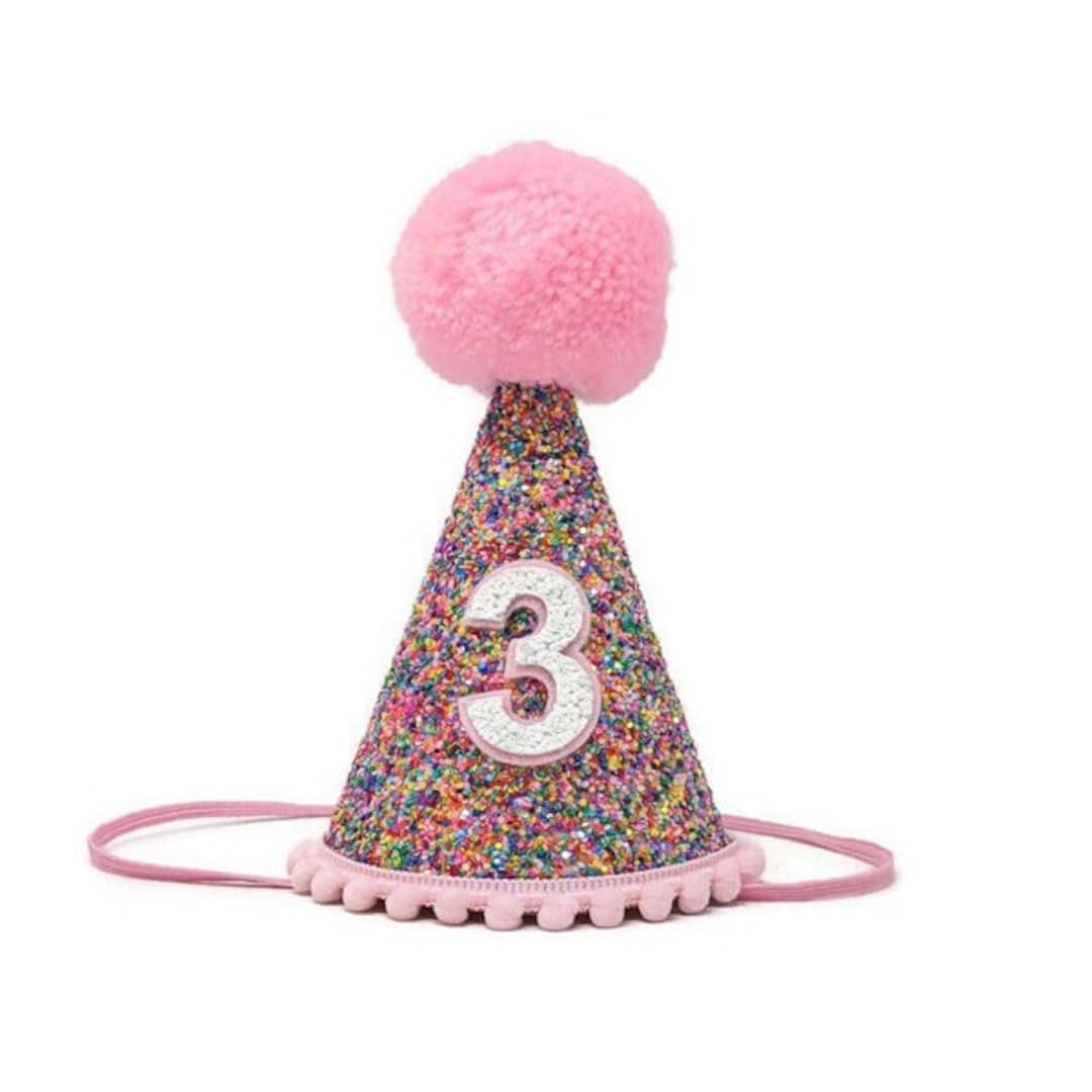 Candy Sprinkle Glitter Birthday Party Hat With Pom - Etsy