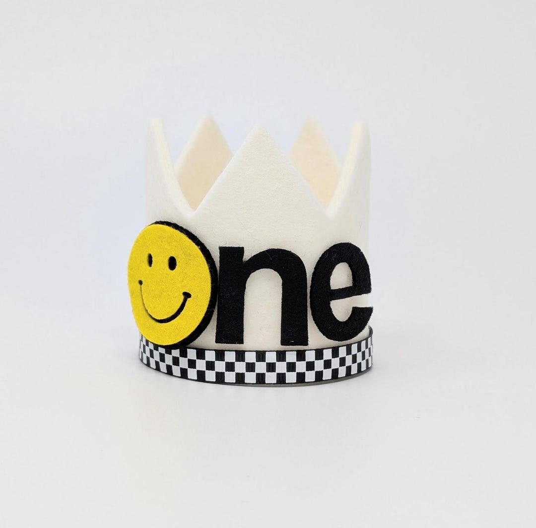 Smile Face First Birthday Crown: White Felt Party Hat - Etsy