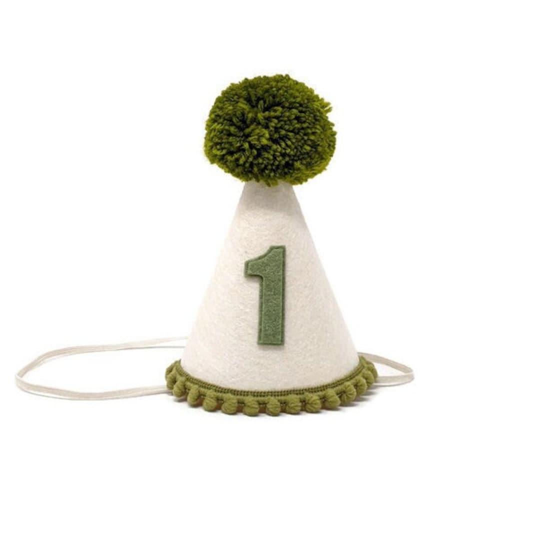Linen and Green Birthday Party Hat, Birthday Party Hat, Boys First ...