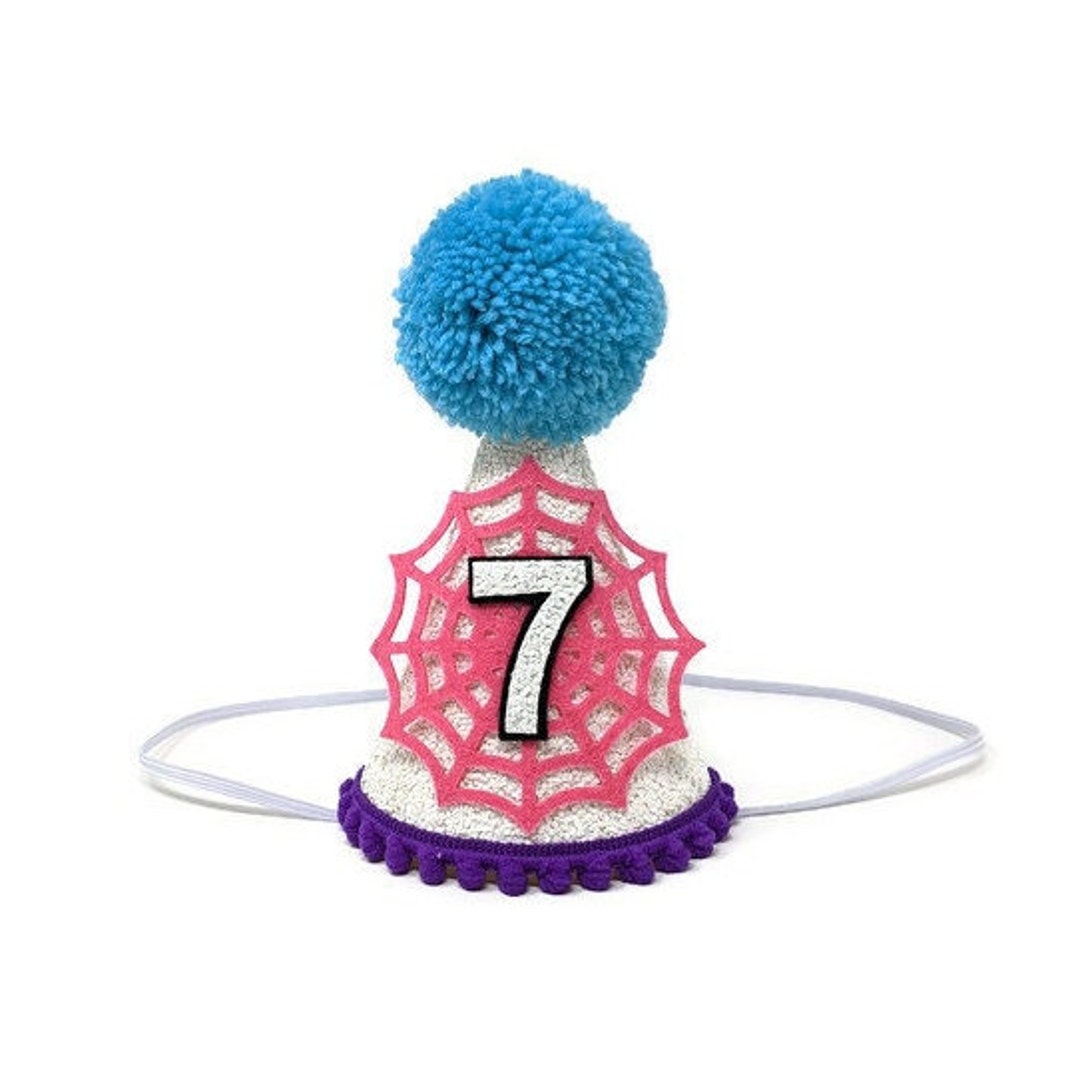 Spidey Party Hat: Glitter Spider Web Birthday, Blue Pom - Etsy
