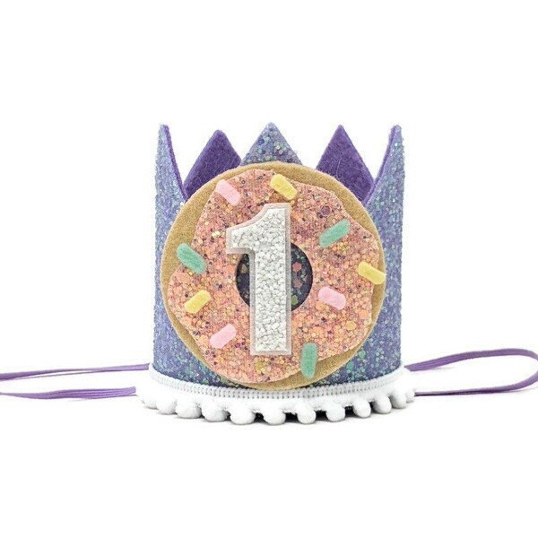 Donut Birthday Crown: Lavender Glitter Party Hat, Two Sweet - Etsy