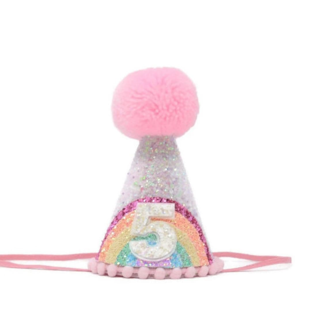 3rd Birthday Girl Party Hat, Rainbow Party Hat, Birthday Party Hat ...