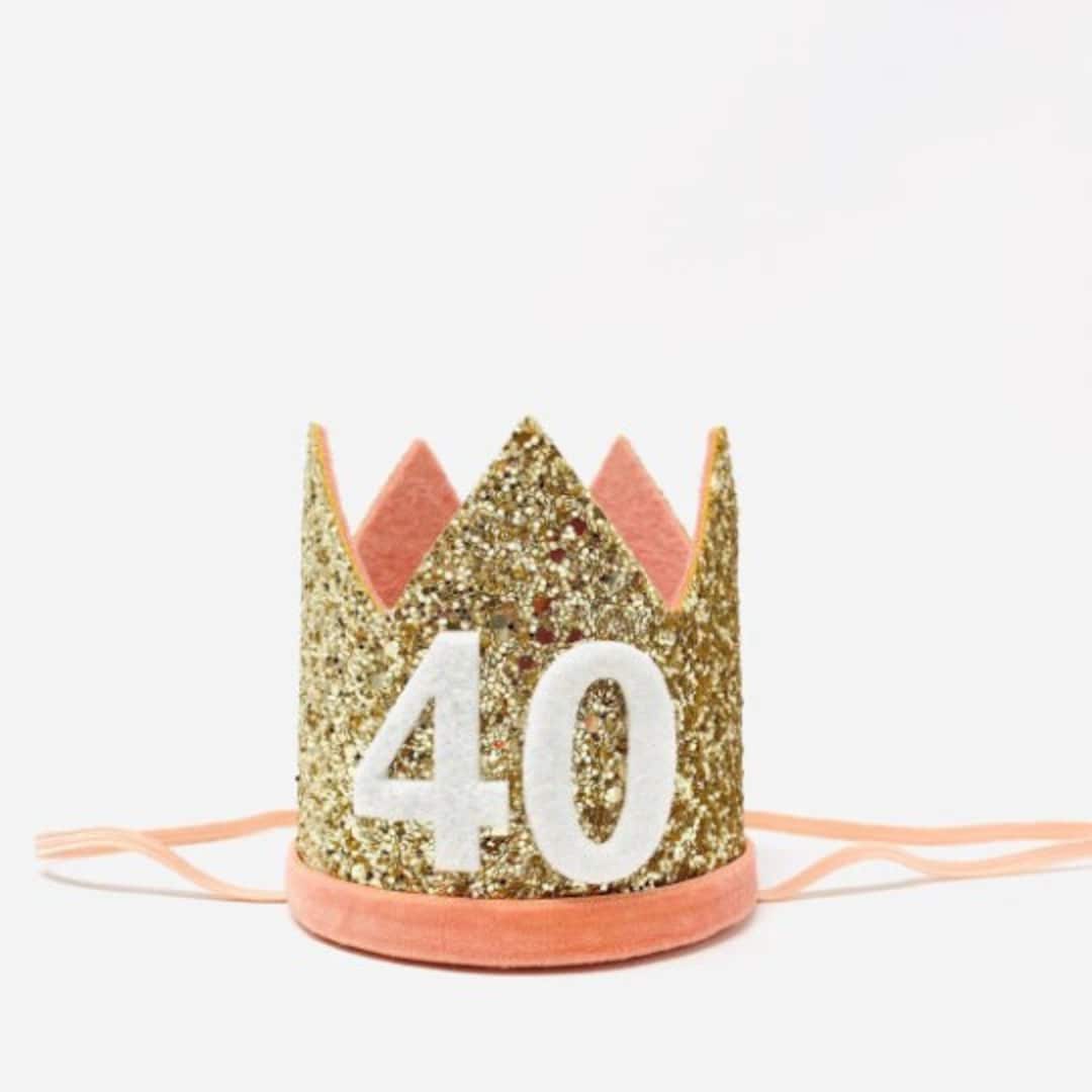 40th Birthday Crown: Pale Gold Glitter, Rose Velvet Trim - Etsy