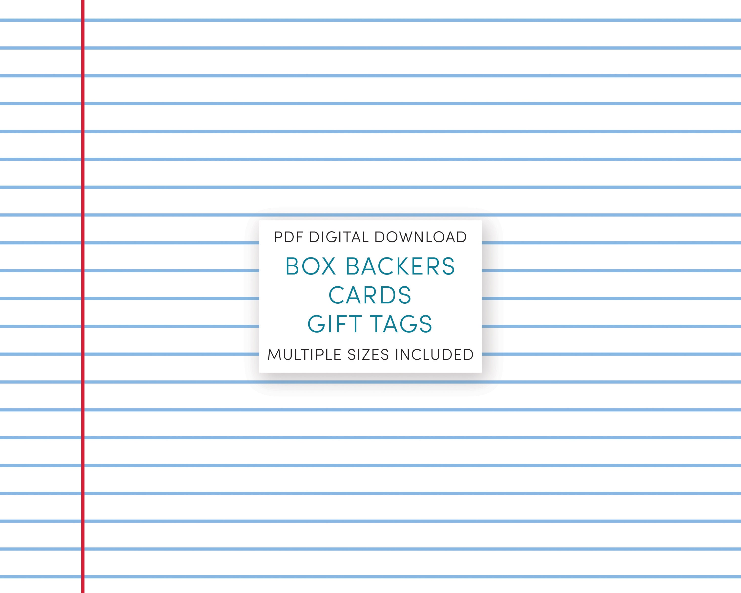 Teacher Appreciation, Lined Paper, Box Backer, Sized Printable Cookie ...
