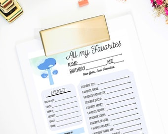 Birthday Favorites Questionnaire - Etsy