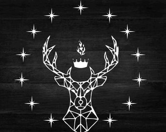Stag With Crown and Fire, Throne of Glass, Svg, Png, Jpeg, Pdf, Instant ...