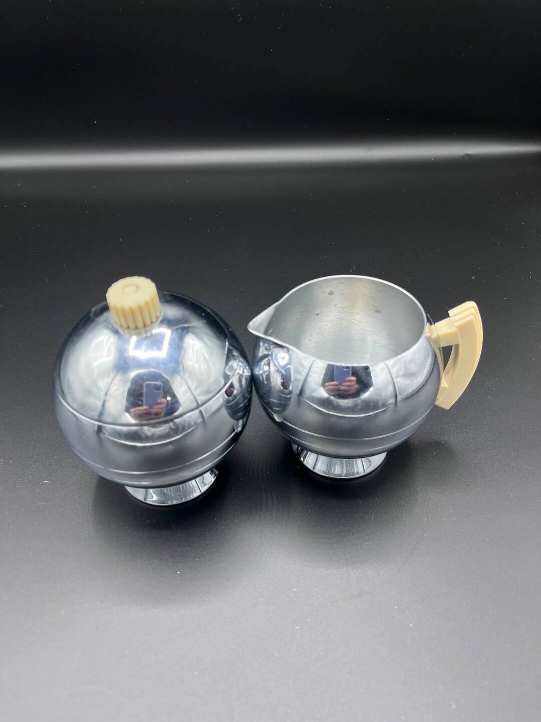 Vintage Art Deco Chase Chrome and Bakelite Creamer and Sugar Set - Etsy