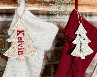Christmas Stockings Name Tags Wooden Names for Stocking, Family ...
