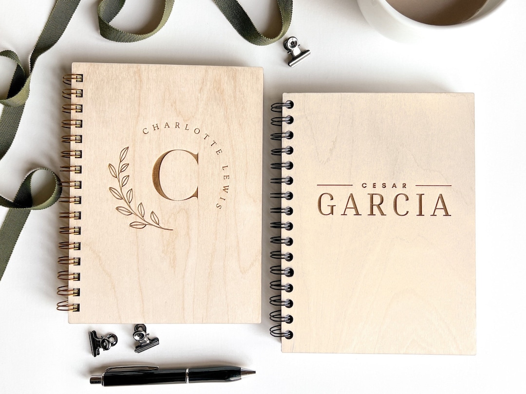 Personalized Notebook Journal Sketchbook | Laser Engraved Wood Notebook ...