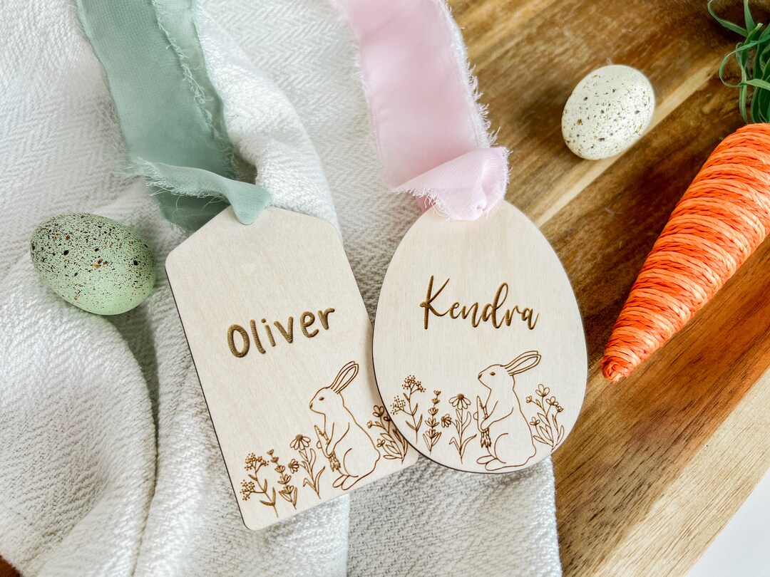 Floral Bunny Easter Basket Tag | Easter Tag| Bunny Name Tag | Easter ...