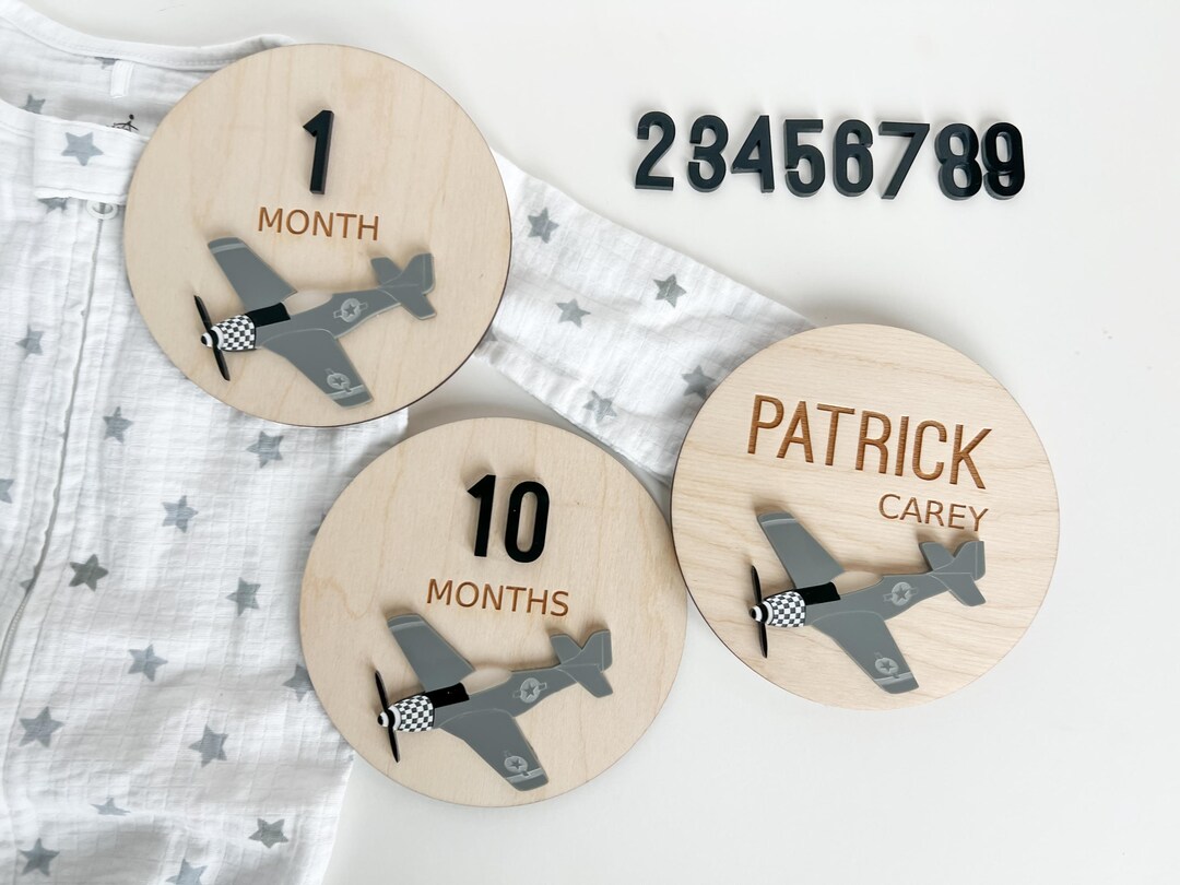 Airplane Monthly Milestone Markers | P51 Vintage Plane Decor | Baby ...