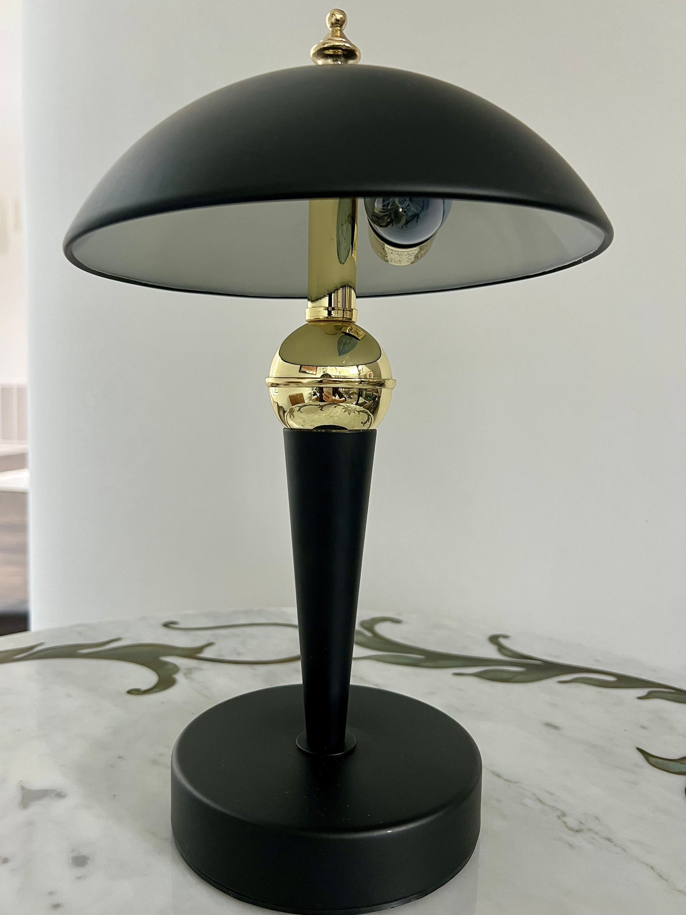 Vintage UFO Matt Black & Brass Dimmable Lamp - Etsy
