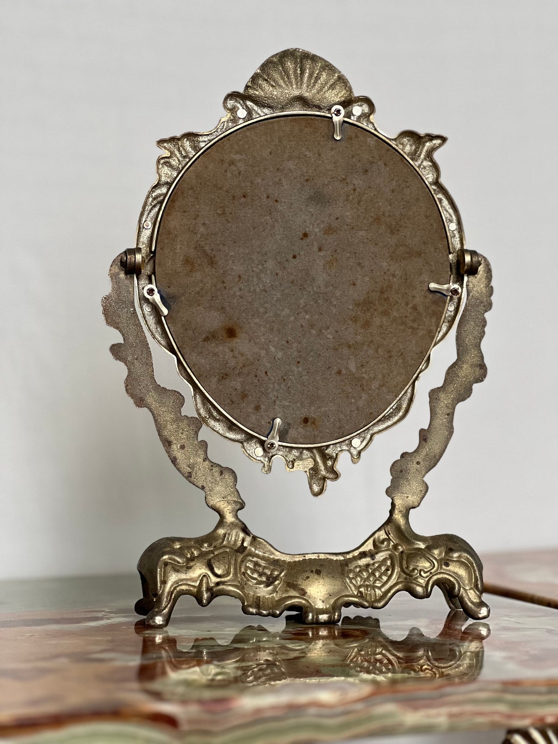 Vintage Vanity - Art Noveau Seashell Cherub Vanity Mirror - Etsy