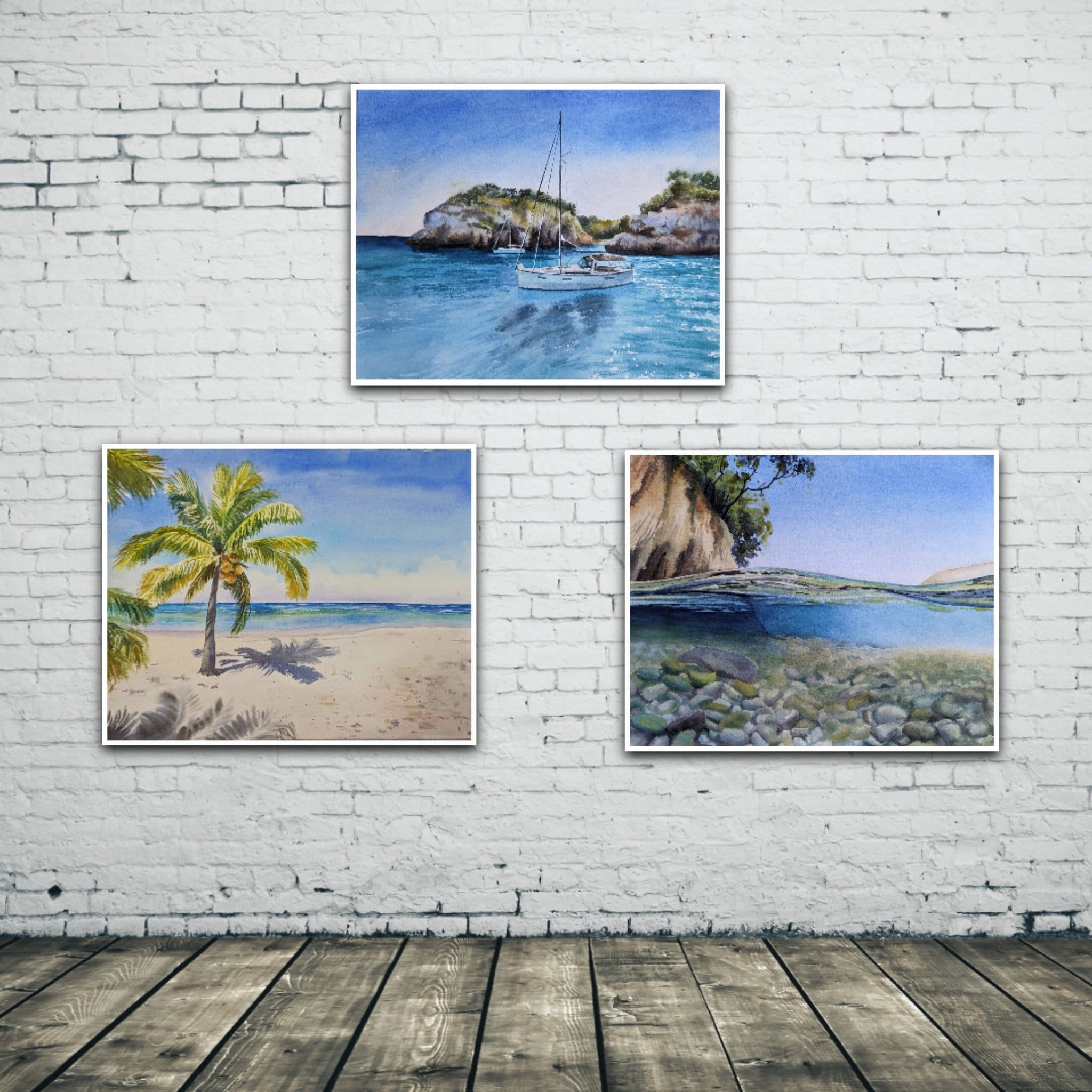 Underwater Seascape Original Watercolor Painting Hand Painted Sea Roks ...
