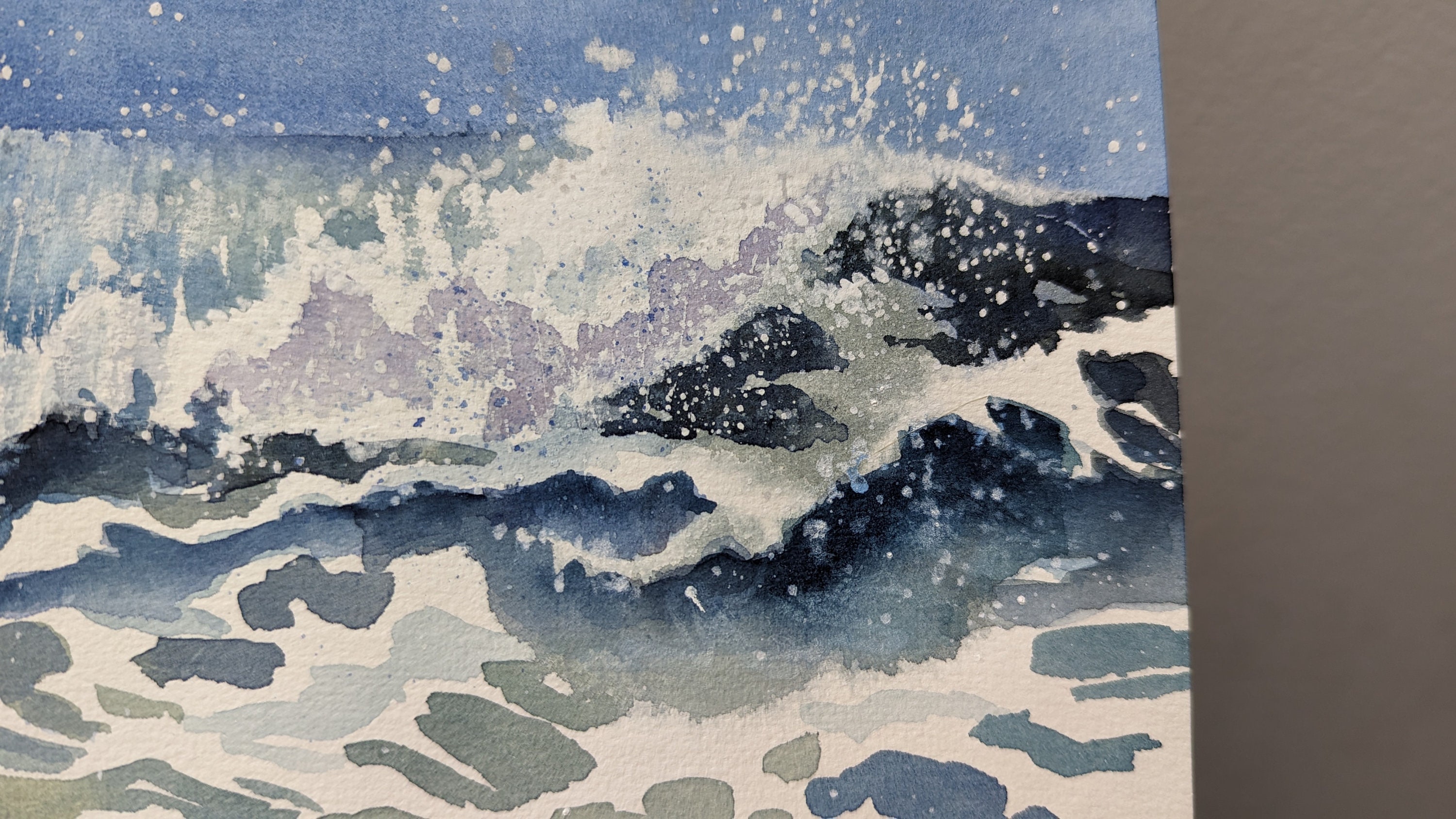 Sea Wave Original Watercolor Painting Aquarelle Handmade Storm Hand ...