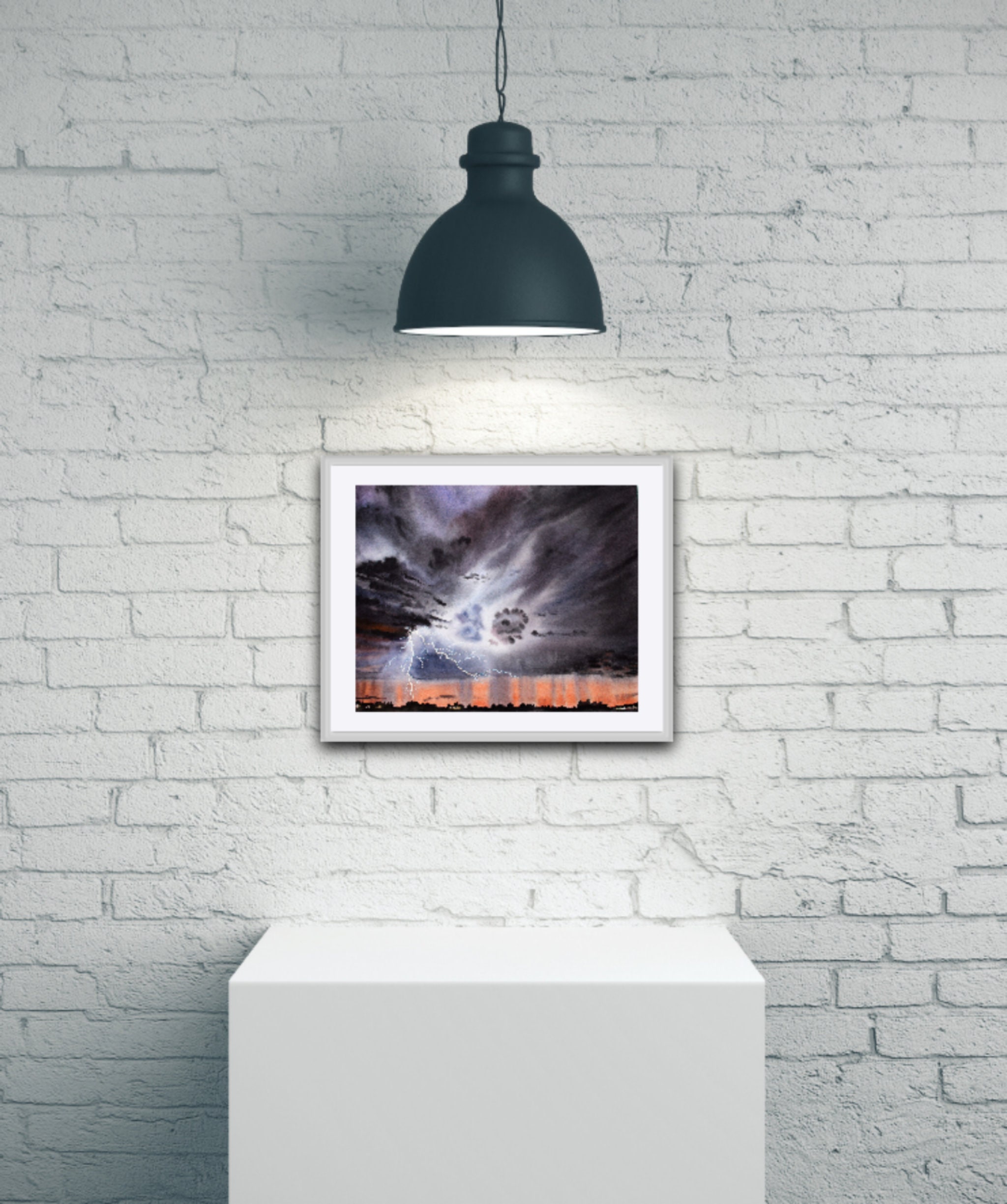 Thunderstorm Original Watercolor Painting Thunder Hand Painted ...