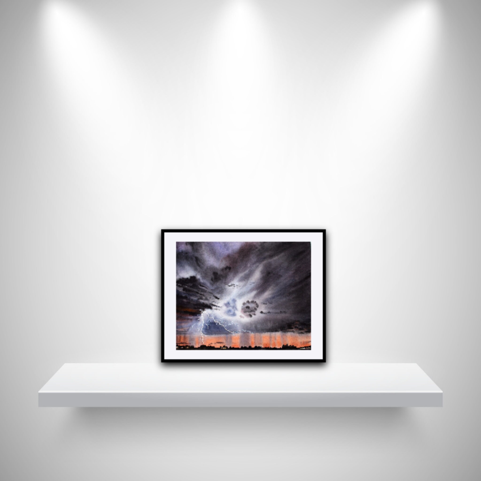 Thunderstorm Original Watercolor Painting Thunder Hand Painted ...