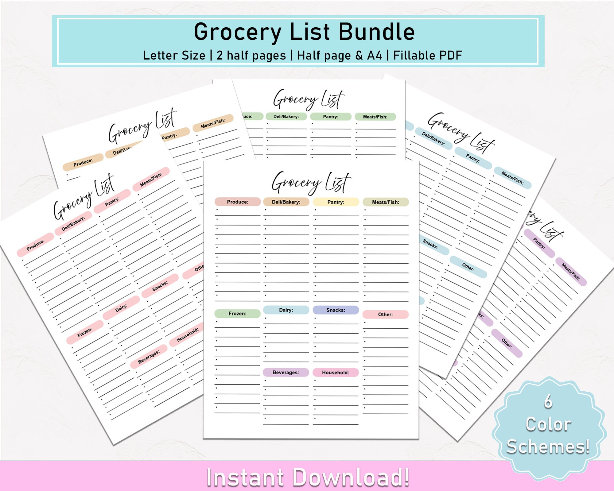 Shopping List Printable PDF Grocery List Printable Grocery Template ...