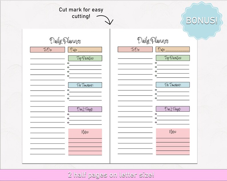 Printable Daily Planner Template Fillable Daily Planner PDF Digital ...