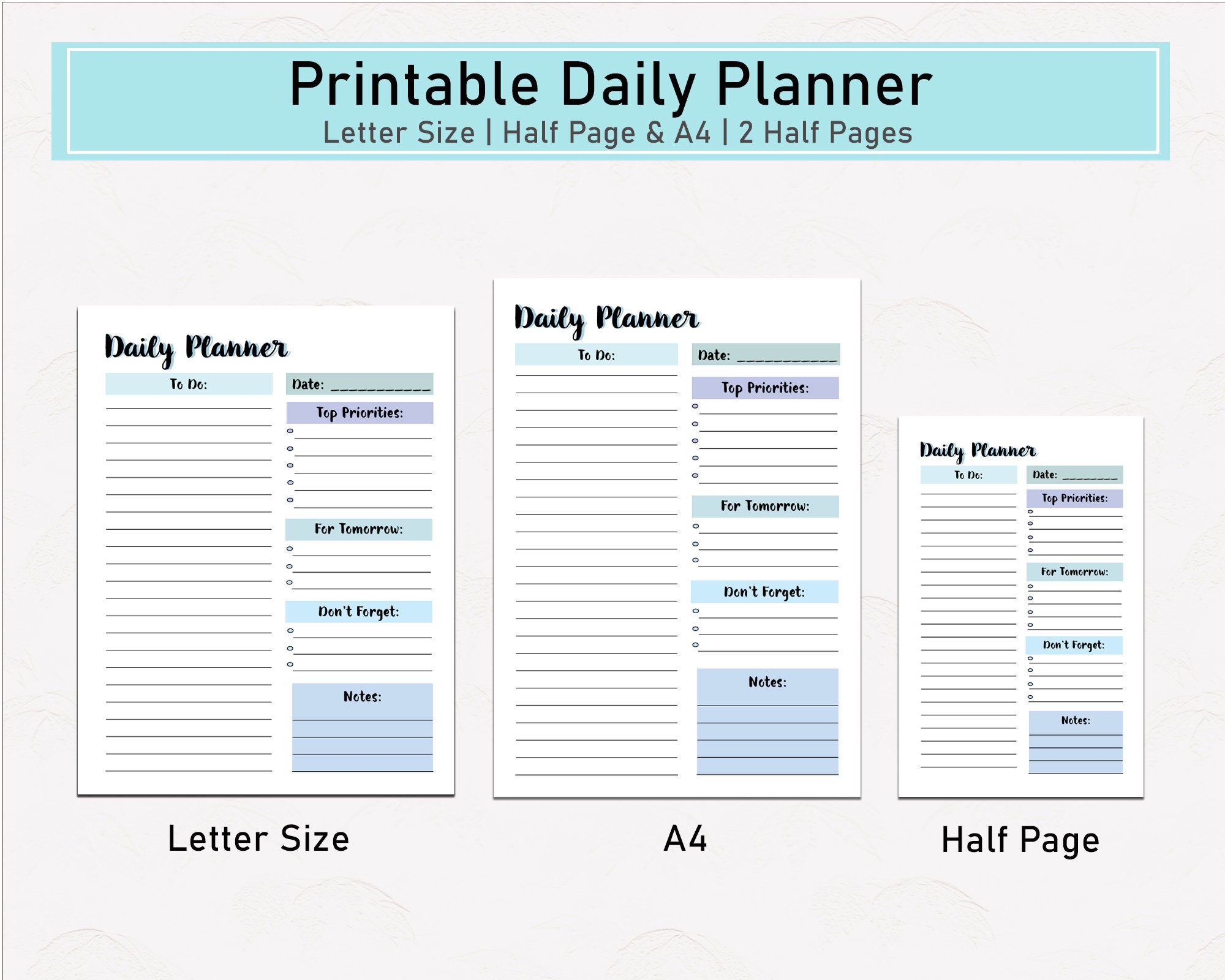Printable Daily Planner Template Fillable Daily Agenda PDF Digital ...