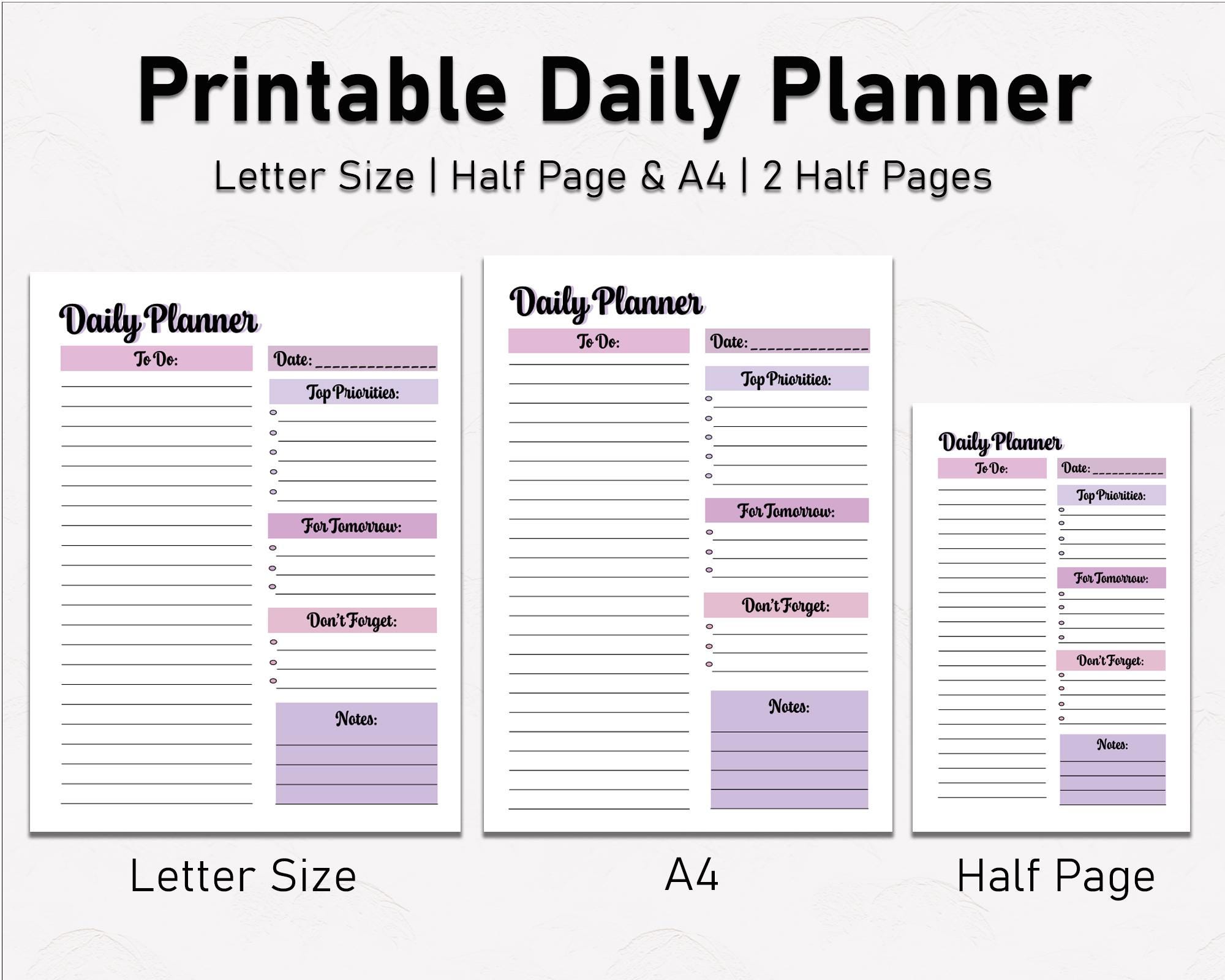 Printable Daily Planner Template Fillable Daily Agenda PDF Digital ...